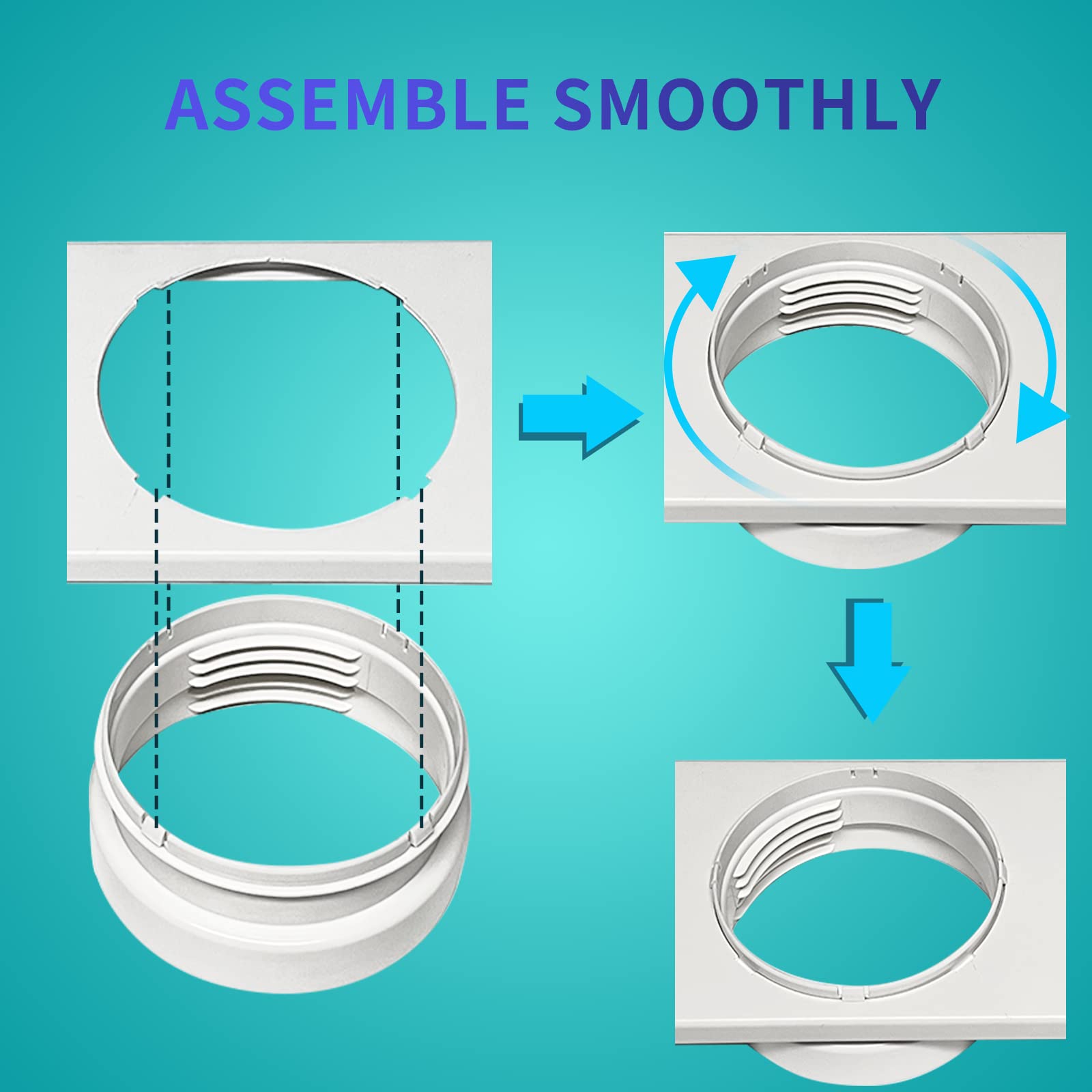JEACENT Portable Air Conditioner Window Kit,Sliding AC Vent Kit, Adjustable PVC Seal Kit Panels Up to 60 Inches, for Universal Thread AC Exhaust Hose of 5.1" or 5.9" Diameter