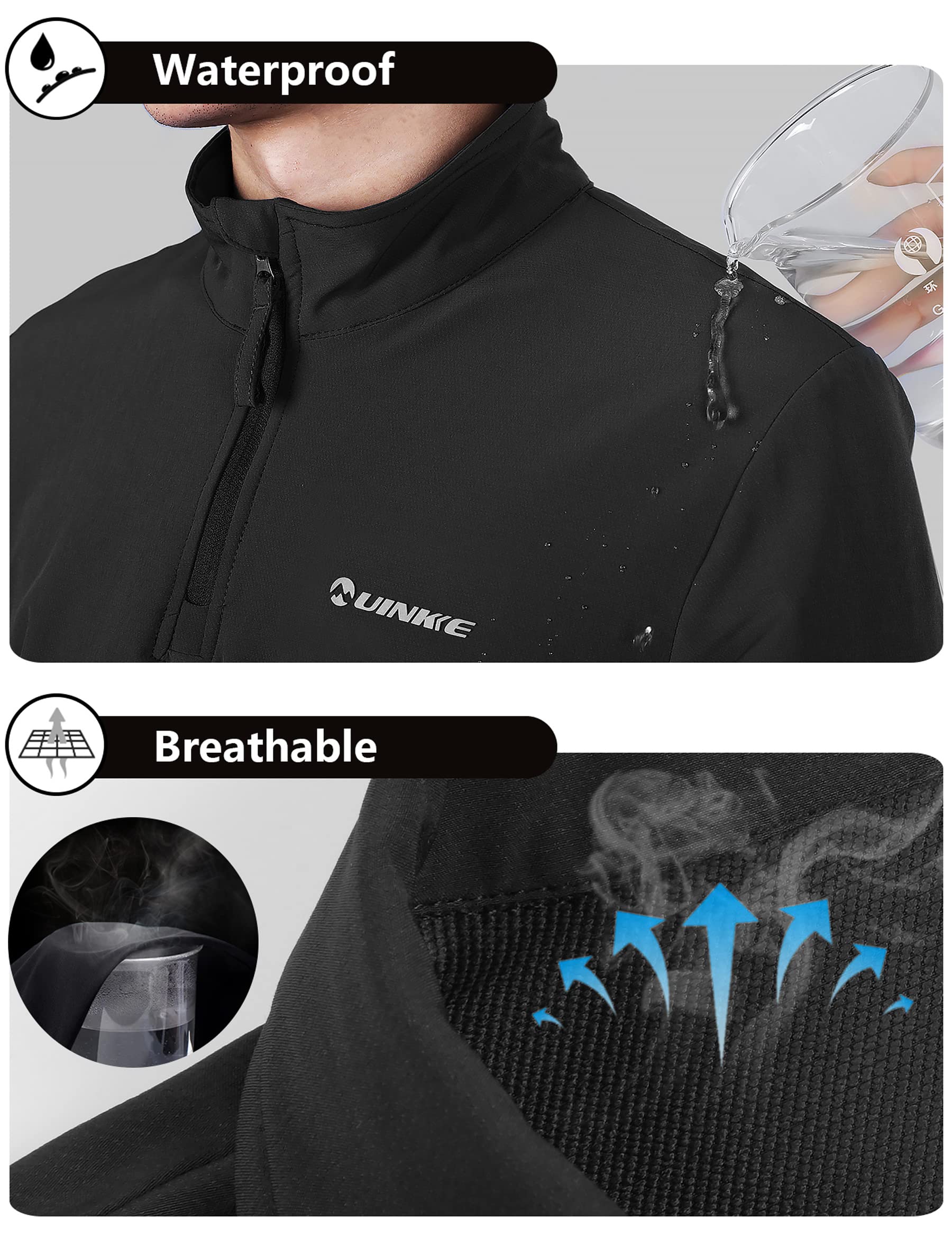 Men's UPF50+ 1/4 Zip Shirts Quarter-Zip Pullover Long Sleeve Outdoor Workout Golf Hiking Athletic Tops Sweatshirt Black