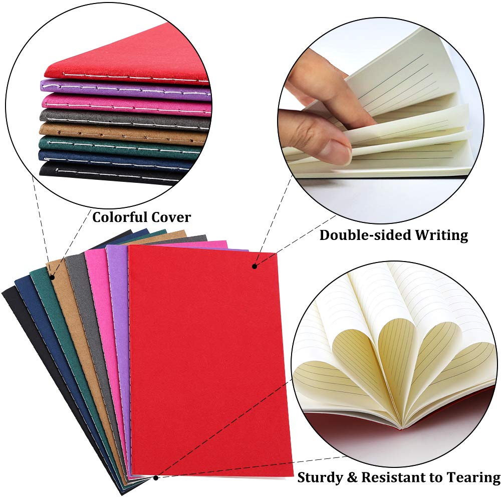 Jekkis 16 Pack Journals Notebooks Bulk, A5 Size Lined Travel Journal Notebook Set, Soft Cover Kraft Notepads for Kids Office School Supplies, 5.5 x 8.3 Inches, 30 Sheets/60 Pages