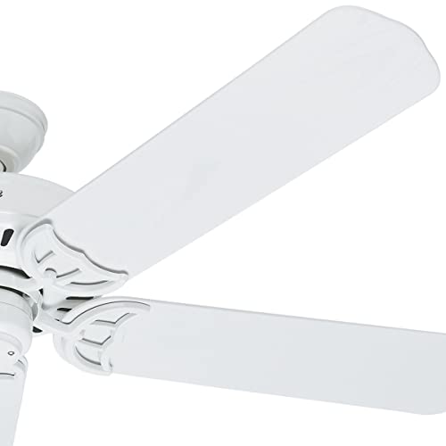 Hunter Fan Company 53125 Bridgeport 52 Inch Versatile Indoor/Outdoor Damp-Rated Home Ceiling Fan with Pull Chain Control without Light Fixture, 52", White finish