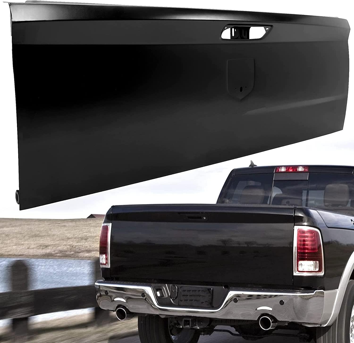 Kojem Rear Tailgate Shell Compatible with 2010-2022 Ram 1500 2500 3500 Pickup Truck Replacement for CH1900129 Tail Gate Black Primed Steel, LYAM-361-Z2