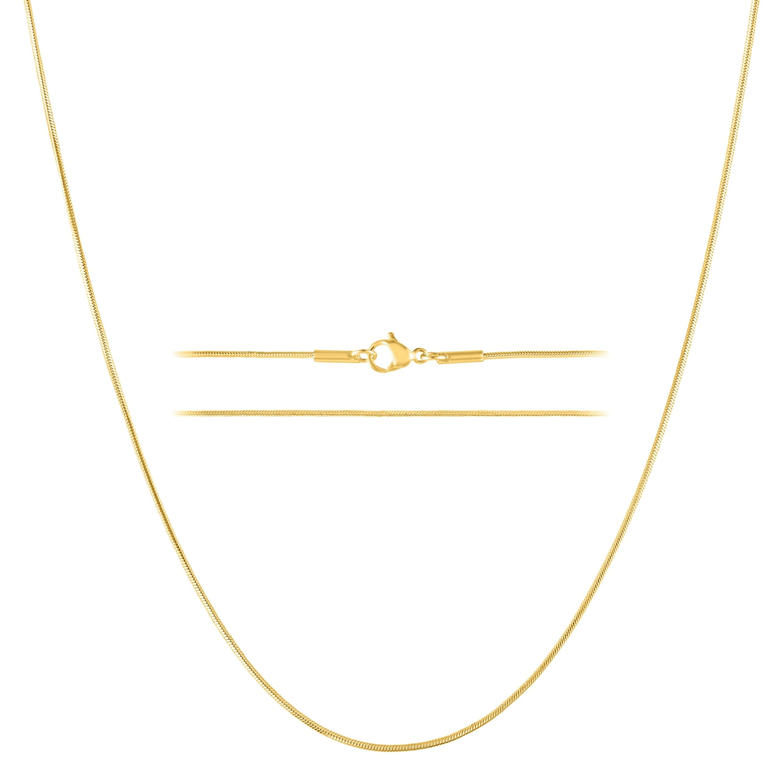 KISPER 24k Gold Snake Chain Necklace â Thin, Dainty, Gold Plated Stainless Steel Jewelry for Women & Men with Lobster Clasp, 20â