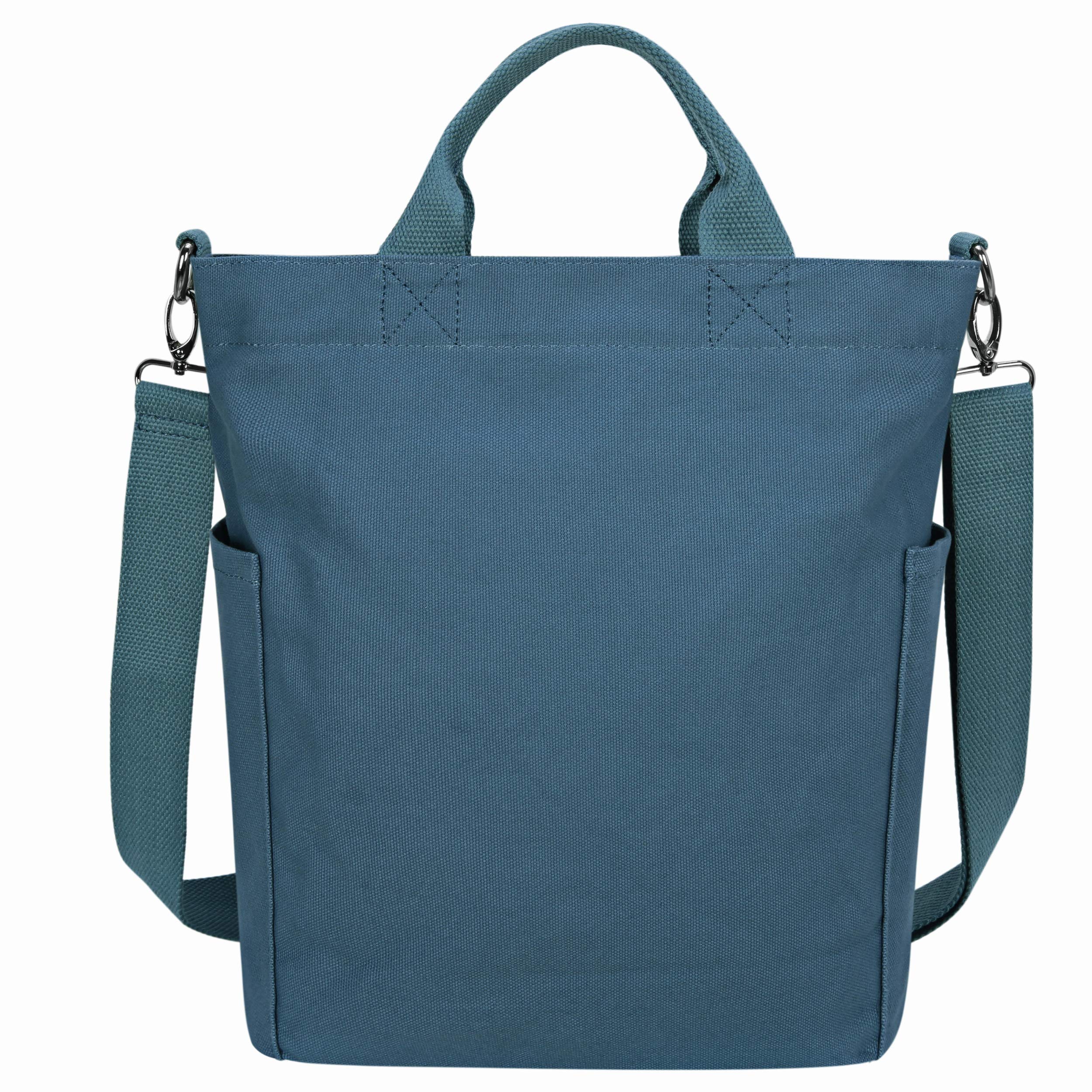 Iswee Canvas Tote Bag for Women Casual Shoulder Work Bag Crossbody Top Handle Bag Shopping Handbags for Women (Blue)