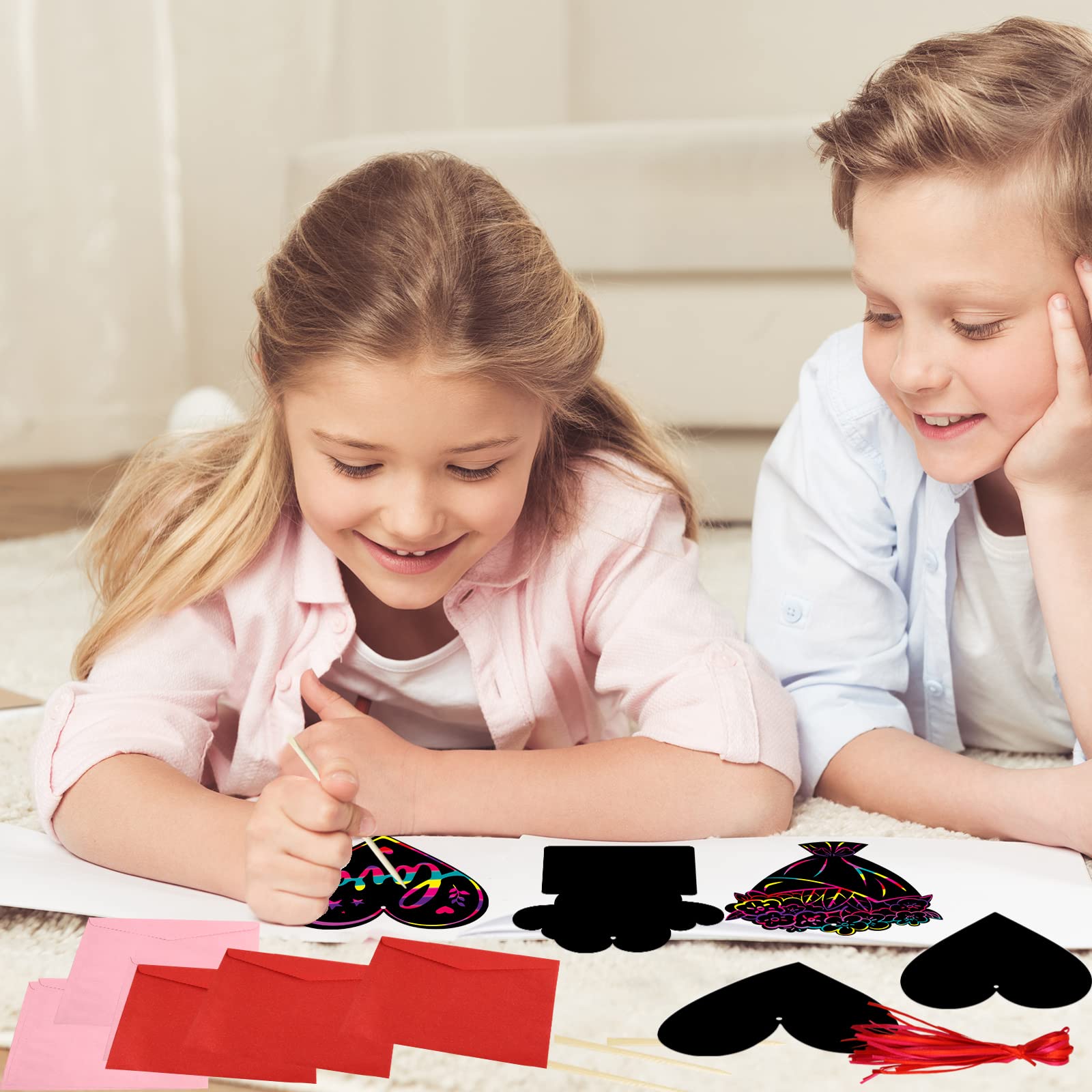 Mothers Day Scratch Crafts Arts Kit Happy Mother's Day Rainbow Scratch Paper for Kids Classroom Activity 36Pcs