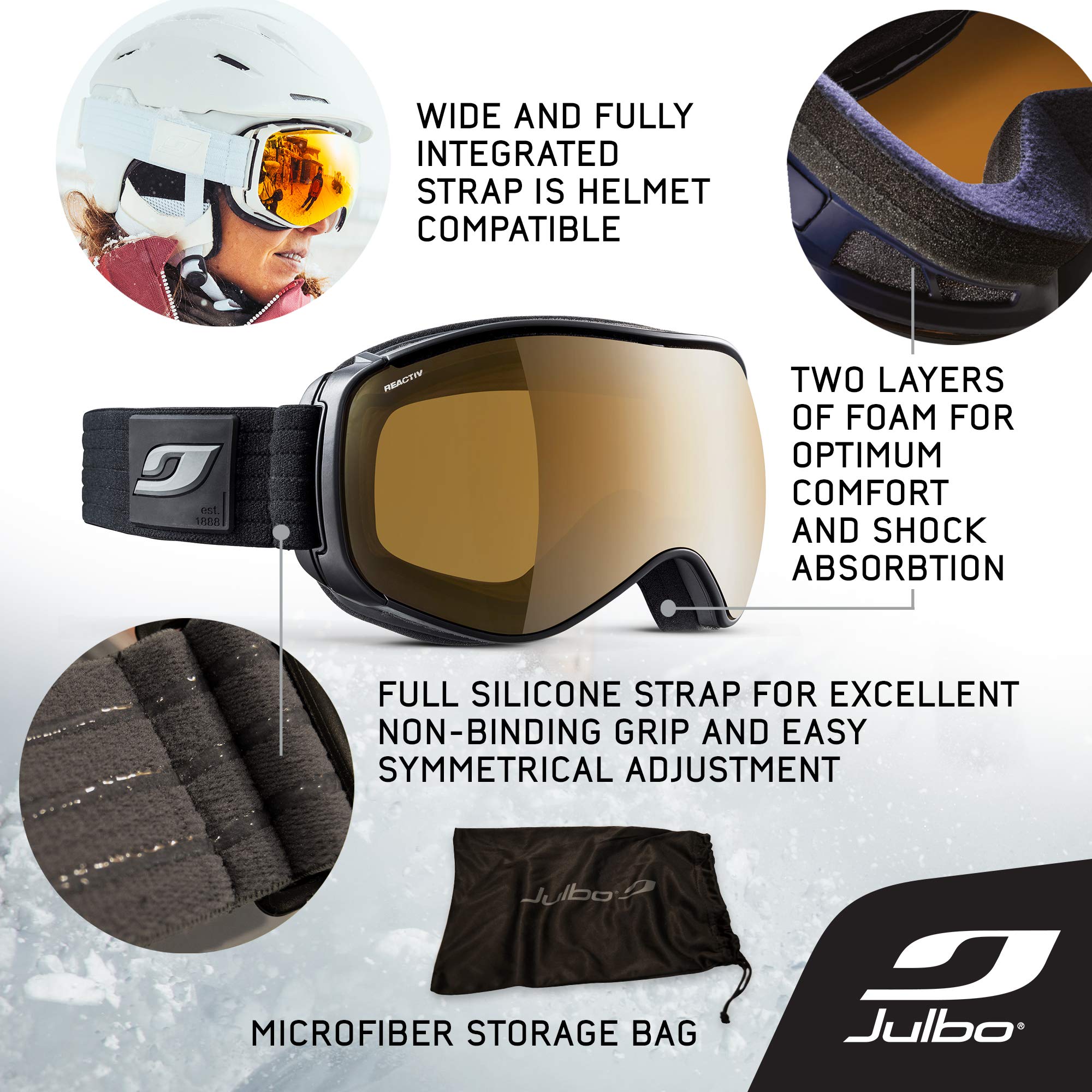 Julbo Starwind Snow Goggles, Black/Pink Frame - REACTIV 1-3 High Contrast Orange Lens w/Red Mirror
