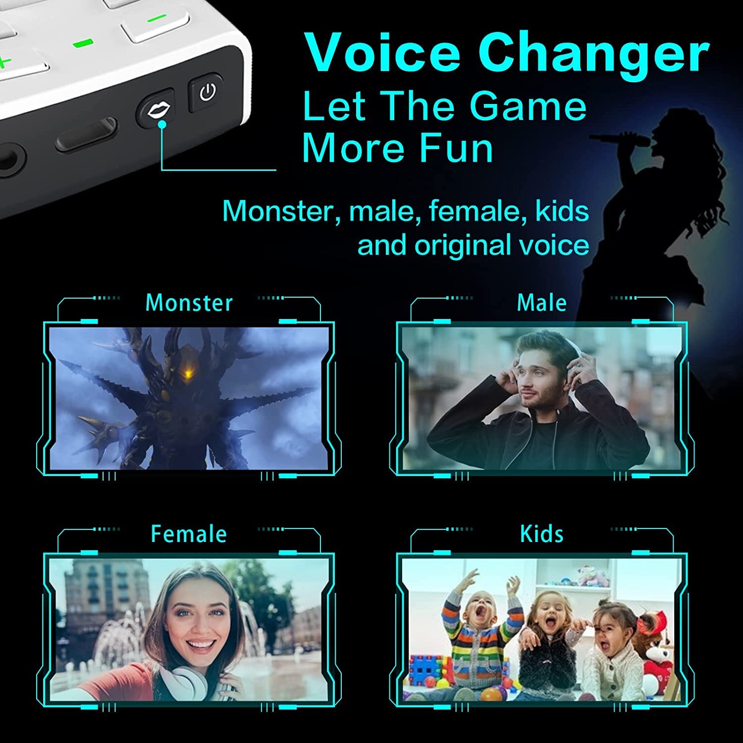 Kothab Voice Changer for PS5 Controller, Stereo Headset Adapter Sound Enhancer Headset Audio Controller Headphones Adapter Support 3.5mm Audio Jack/Type-C Audio Jack Headphones