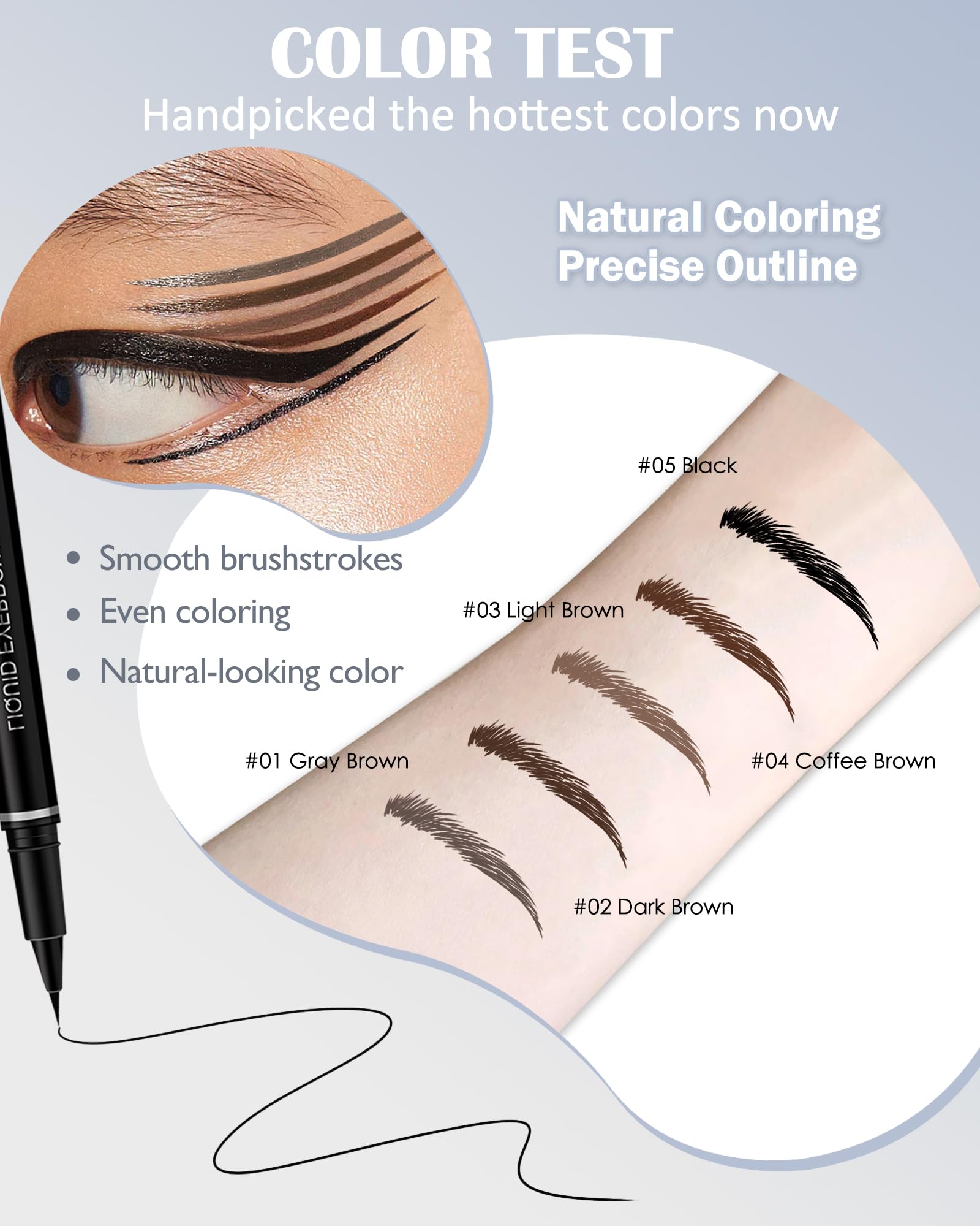 Liquid Eyebrow Pencil Eyeliner Pen-2Pcs Longlasting Waterproof Smudge-proof Multifunctional Quick Drying Eye Makeup Pen,Ultra-Fine Precision Water Brow Pen,Lift and Snatch Brow Tint Pen-02Dark Brown