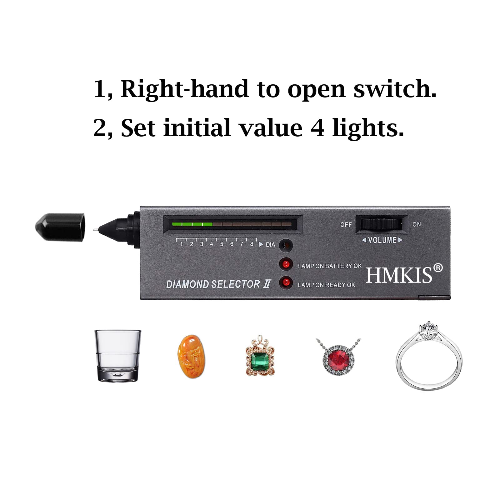 HMKIS Diamond Tester, Jewelry Diamond Tester, Thermal Conductivity Meter, Can't Test Metal,Must be Operated with Both Hands
