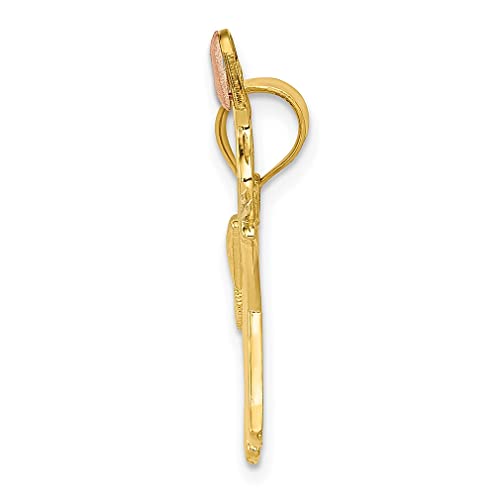 IceCarats 14K Two Tone Gold White Elephant Heart Necklace Love Pendant Charm Only