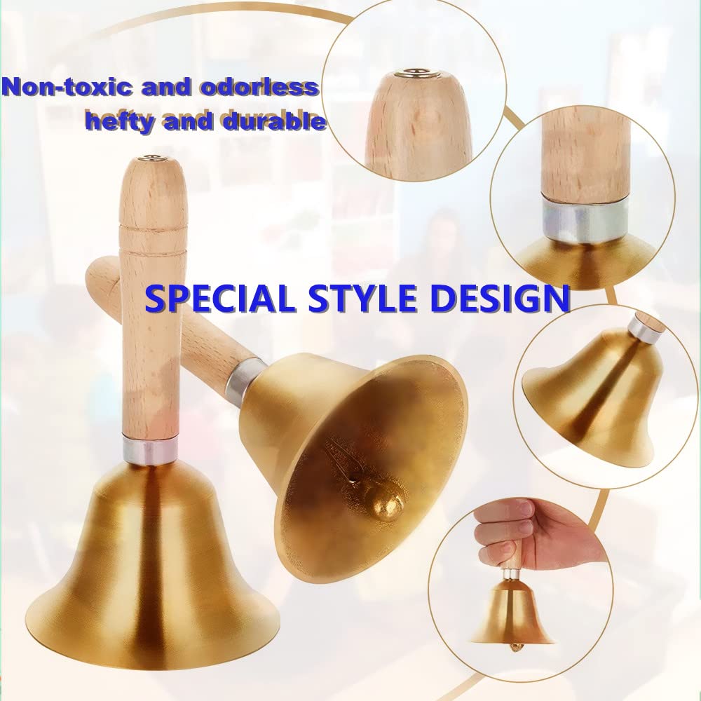 Large Solid Bell Hand Held Service Call Bell Polished Brass Finish Desktop Home Office Hand Held Call Bell