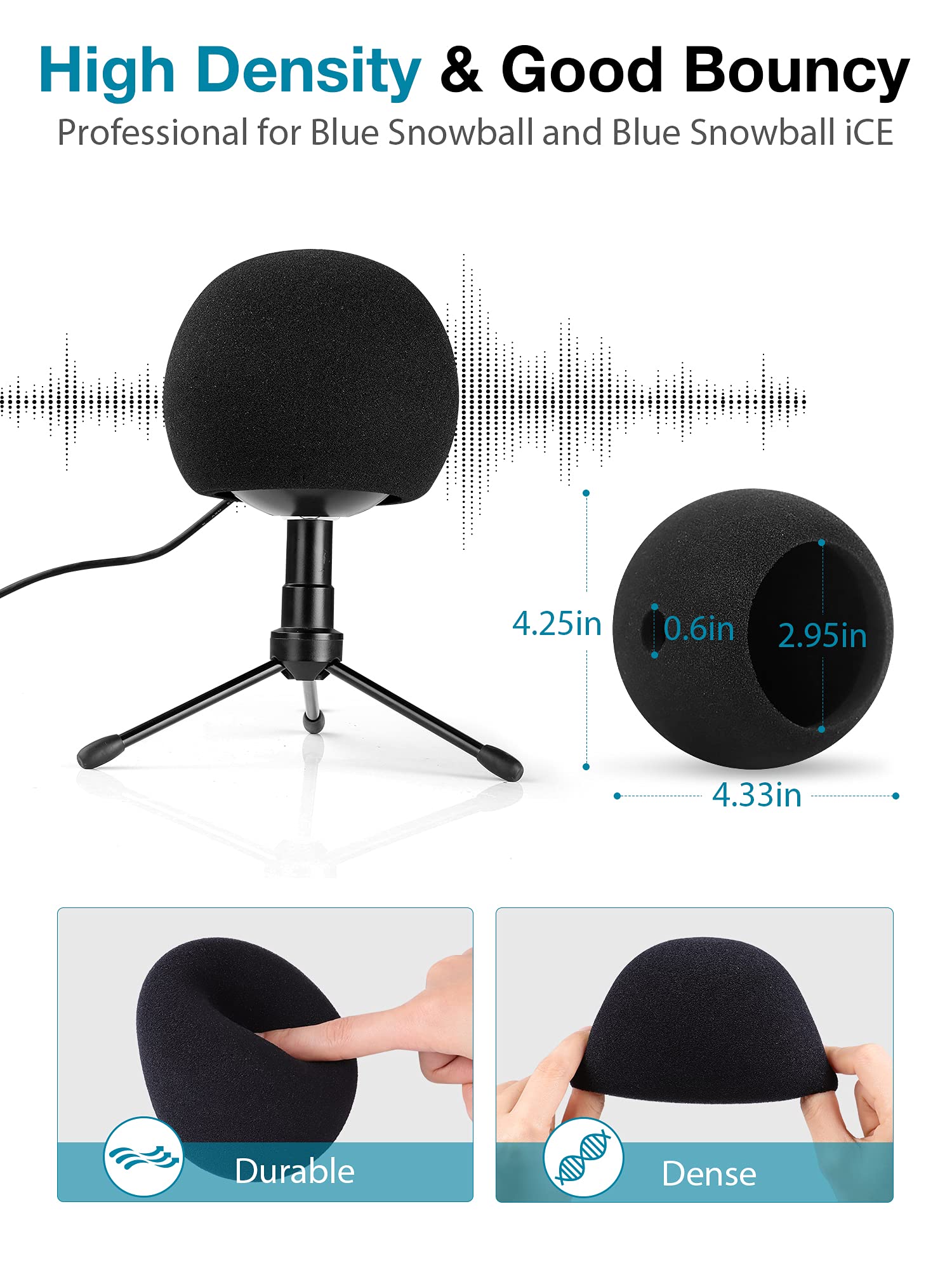 InnoGear Adjustable Mic Stand for Blue Snowball and Blue Snowball iCE Suspension Boom Scissor Arm Stand with Microphone Windscreen and Dual Layered Mic Pop Filter, Max Load 1.5 KG, Medium