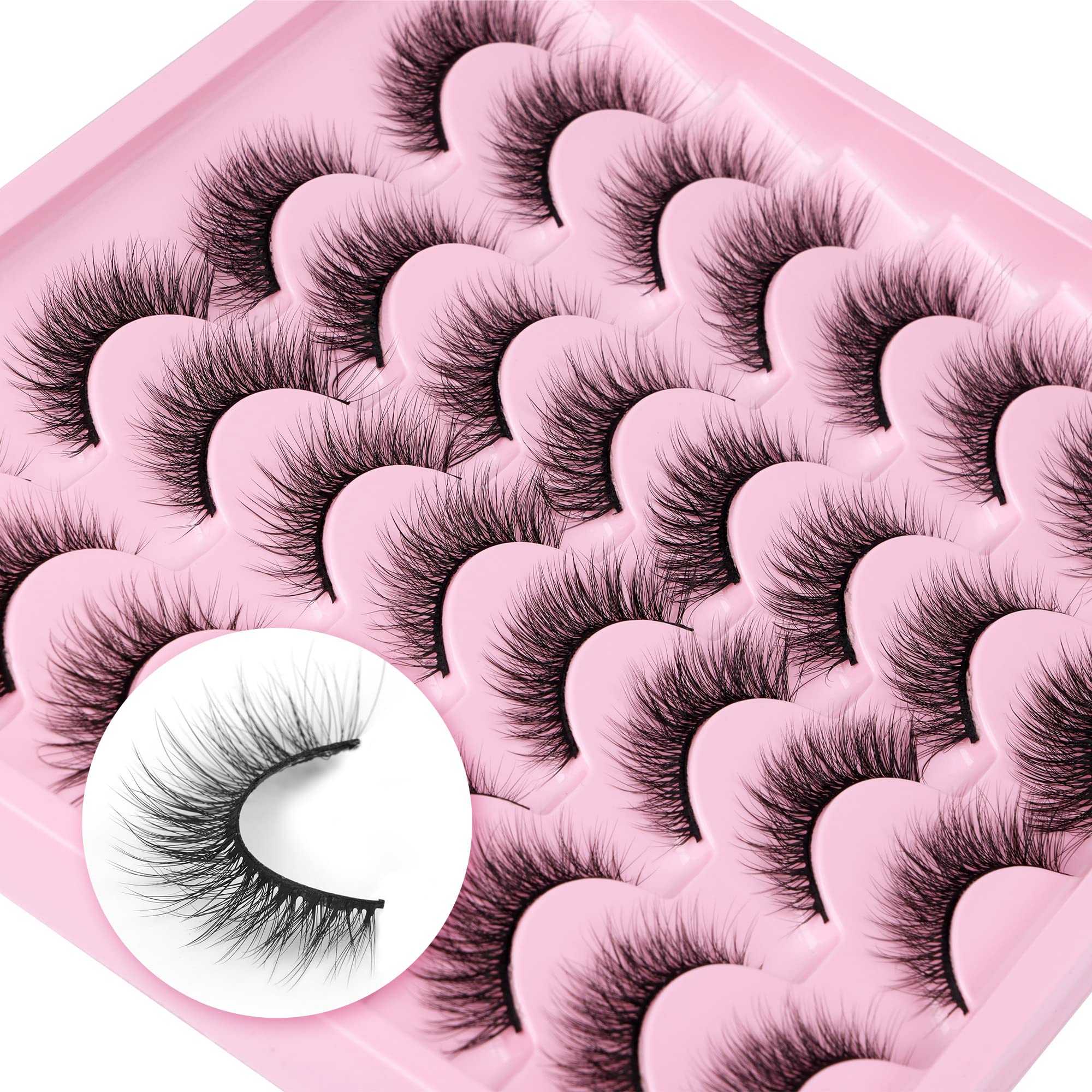 Lashes Natural Look Wispy Fasle Eyelashes 12mm Short Faux Mink Eyelashes Cat Eye Fluffy Strip Lashes Pack by Zegaine 16 Pairs