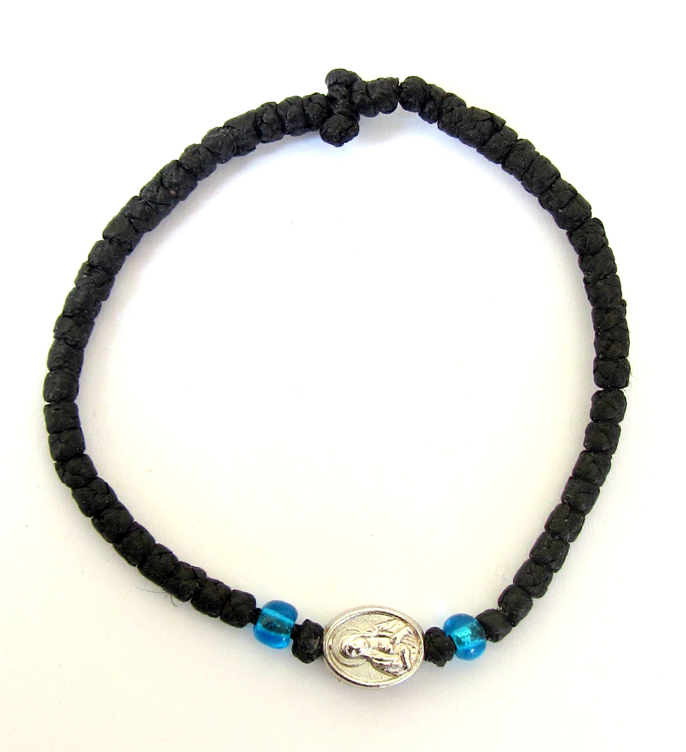 Iconsgr Handmade Christian Orthodox Komboskoini, Prayer Rope Bracelet Black VM1