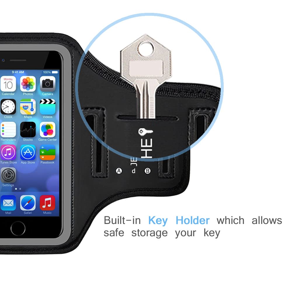 iPhone SE (2016) 5S 5 Armband, JEMACHE Gym Running Exercise Workout Sport Arm Band Case for iPhone 5 5S SE (4.0") with Card Holder (Black)