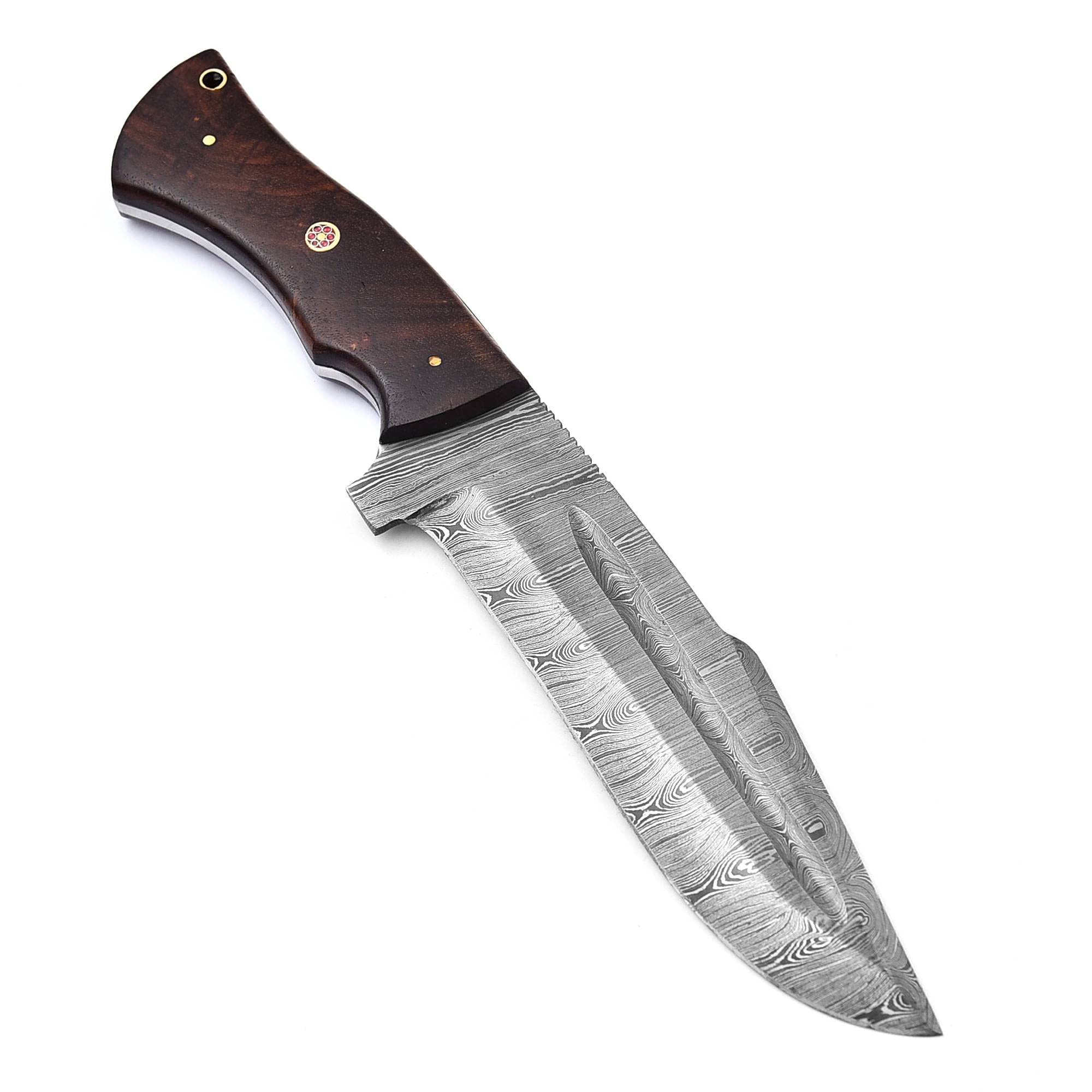 Knife Stack Handmade Damascus Knife for Hunting & Camping | 11 Inches Fixed Blade with Rose Wood Handle Knife with Sheath for Survival & Hunting