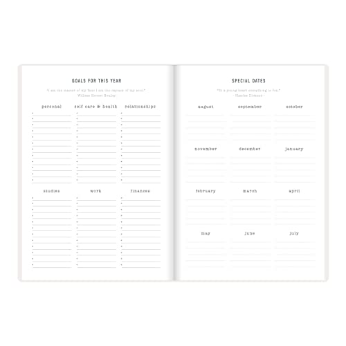 Letts of London Inspire Academic Weekly/Monthly Planner, August 2023 to July 2024, Week-to-View, Sewn Binding, Multilingual, A5 Size, 8.25" x 5.875", White (C031386-24)