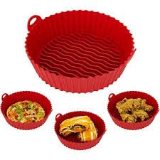 JKenny's Reusable Silicone Air Fryer Liner single 8.6 Inch 3-5 Quart Reusable Liners Silicone Oven Pot Baking Tray Food Safe Oven Accessories