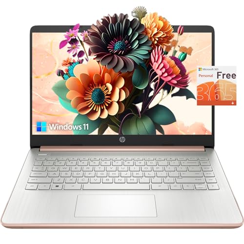 HP Newest Stream 14" HD Ultralight Laptop Computer, Intel 4-Core Celeron N4120 Processor, 8GB RAM, 192GB Storage(64GB eMMC+128GB Micro SD), 1 Year Office 365, Up to 11.5 Hours, Win11 S, Rose Gold