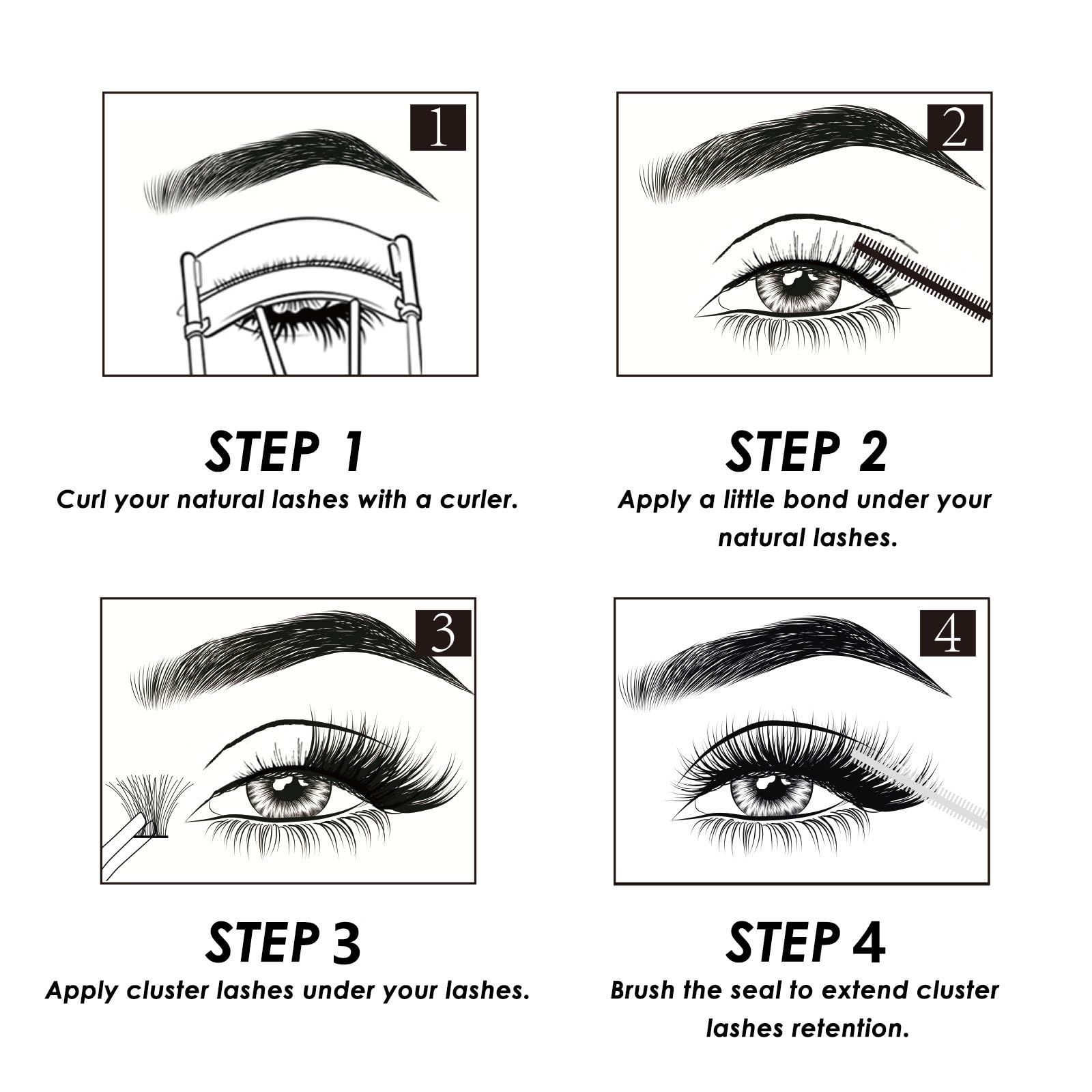 Lanciley Lash Extension Kit 120 Lash Clusters with Lash Bond and Seal and Tweezers C D Curl Individual Lashes Thin Band Soft Fluffy Reusable False Eyelashes 10/12/14/15/16mm - L23