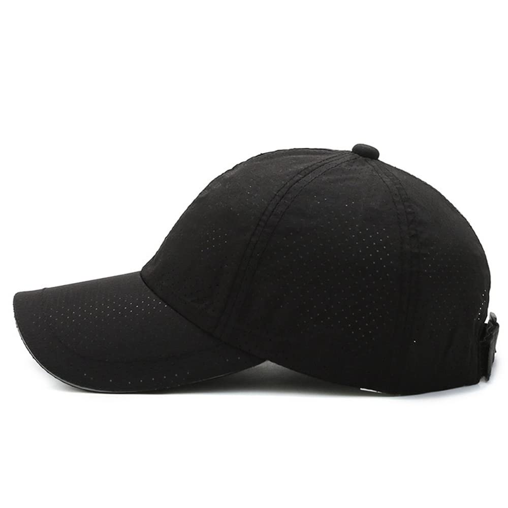 Men's Hat Quick Dry Baseball Cap Outdoor Breathable Sun Protection Fishing Cap Sun Cap Blank Peaked Cap (Black)
