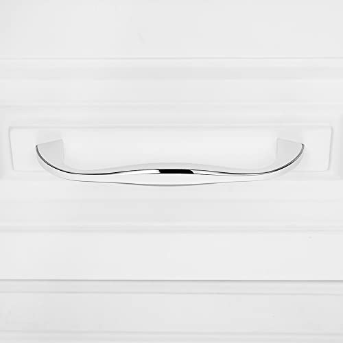 KOOFIZO Arched Cabinet Pull - White Finish with Chrome Edge Cabinet Handle, 5 Inch/128mm Screw Center, 10 Pack for Kitchen Cupboard Door, Bedroom Dresser Drawer, Bathroom Vanity and Furniture Hardware