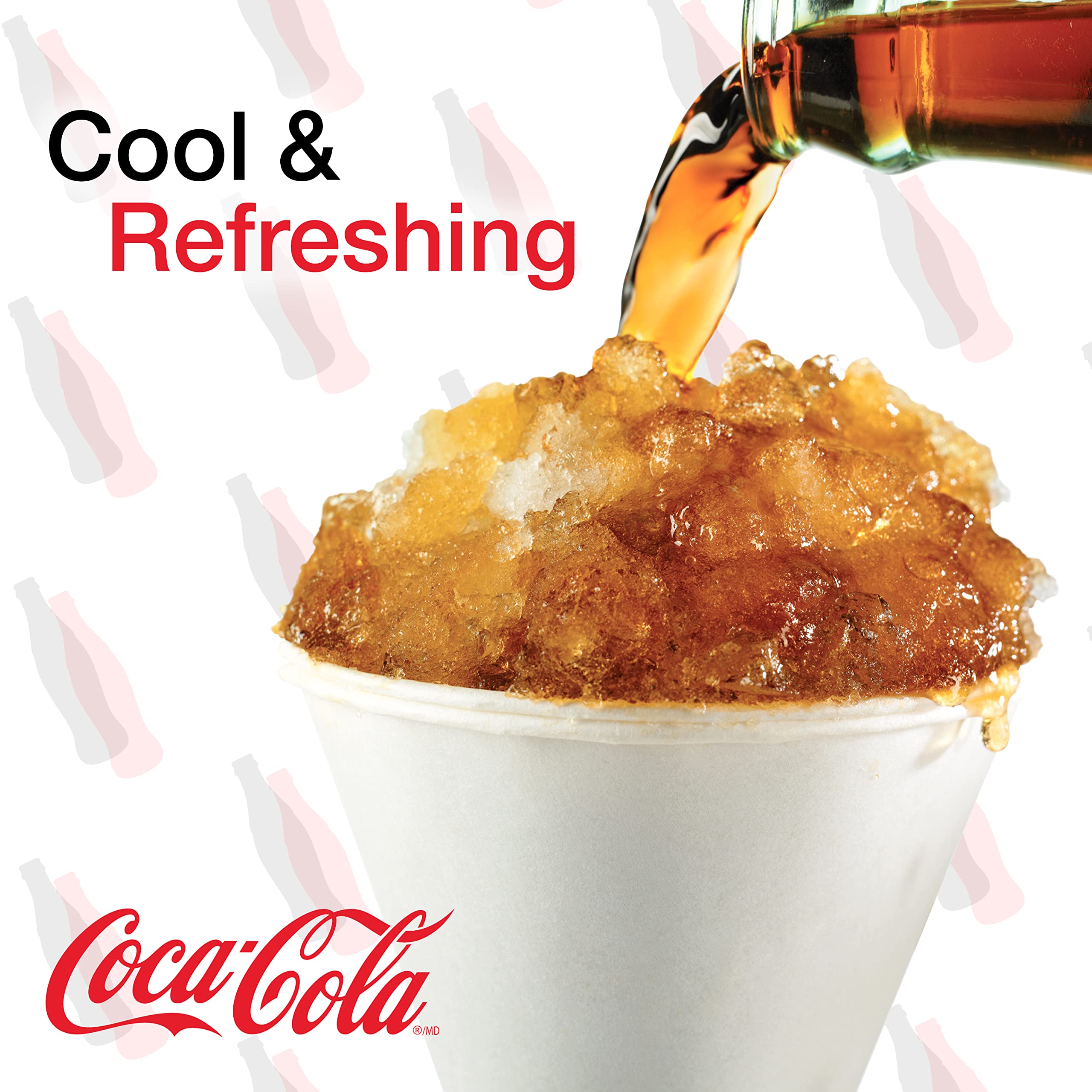 Nostalgia Coca-Cola Snow Cone Shaved Ice Machine - Coke Retro Table-Top Slushie Machine Makes 20 Icy Treats - Includes 2 Reusable Plastic Cups & Ice Scoop - White & Red