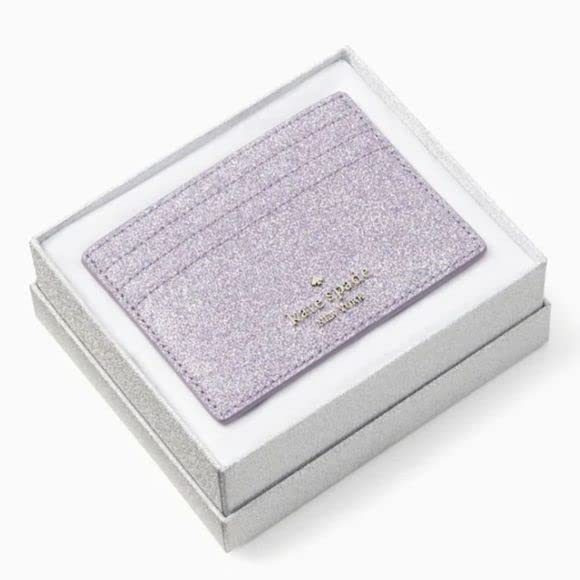 Kate Spade Joeley Tinsel Glitter Slim Card Case Gift Boxed (Lilac frost)