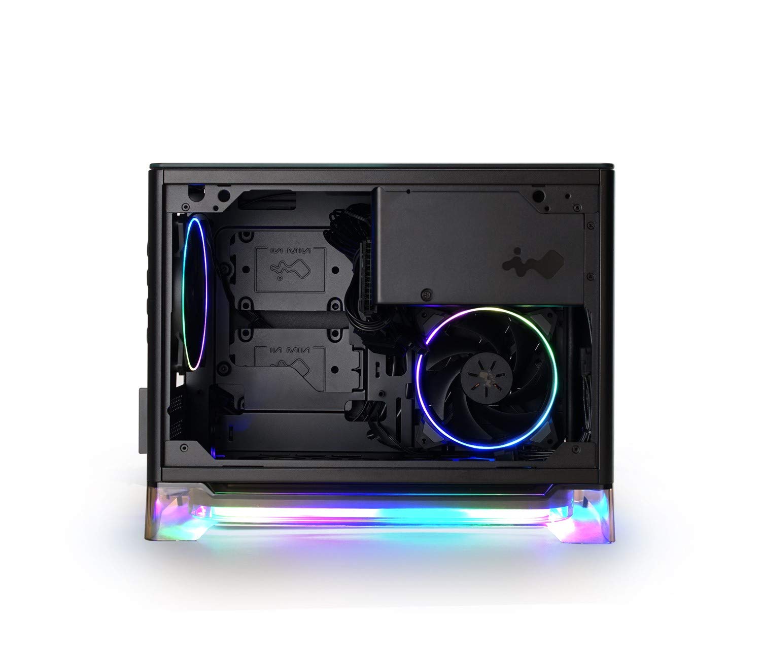 InWin A1 Plus Black Mini-ITX Tower with Integrated ARGB Lighting - 650W Gold 80 Plus Power Supply - Qi Wireless Phone Charger - Computer Chassis Case