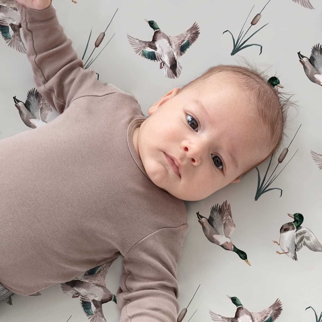Pack n Play Stretchy Fitted Playard Sheet Set BROLEX Portable Mini Crib Sheets ,Convertible Mattress Cover ,Ultra Soft Material, 2 Pack, Duck Seabird