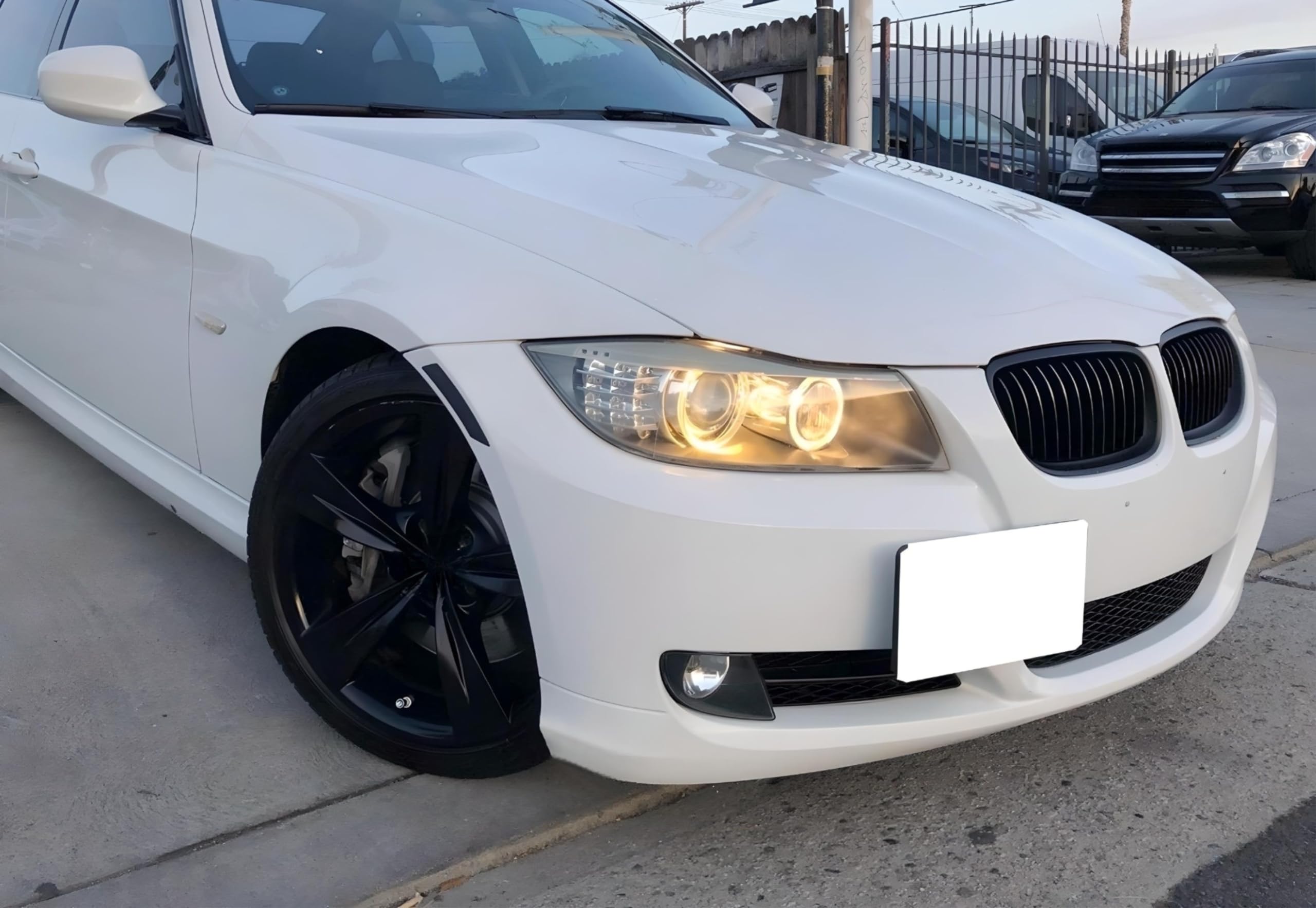 iJDMTOY Euro Dark Smoked Lens Front Bumper Side Markers Compatible With 2009-2012 BMW E90/E91 3 Series LCI Models, Replace OEM Amber Yellow Reflector Assy