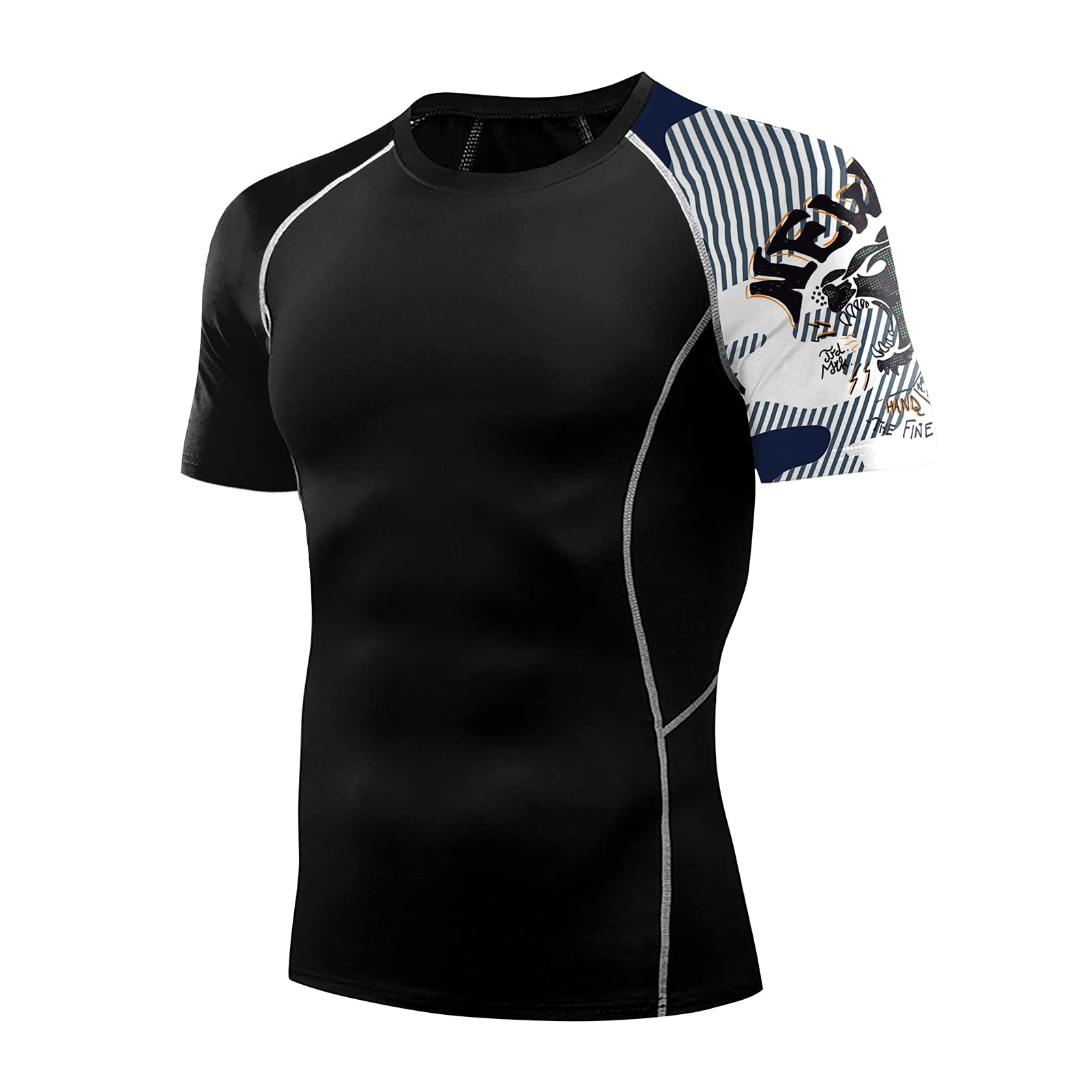 Men's Rash Guard Shirts Sun Protection UPF 50+ Short Sleeve BJJ Jiu Jitsu Workout Swim Compression Shirt