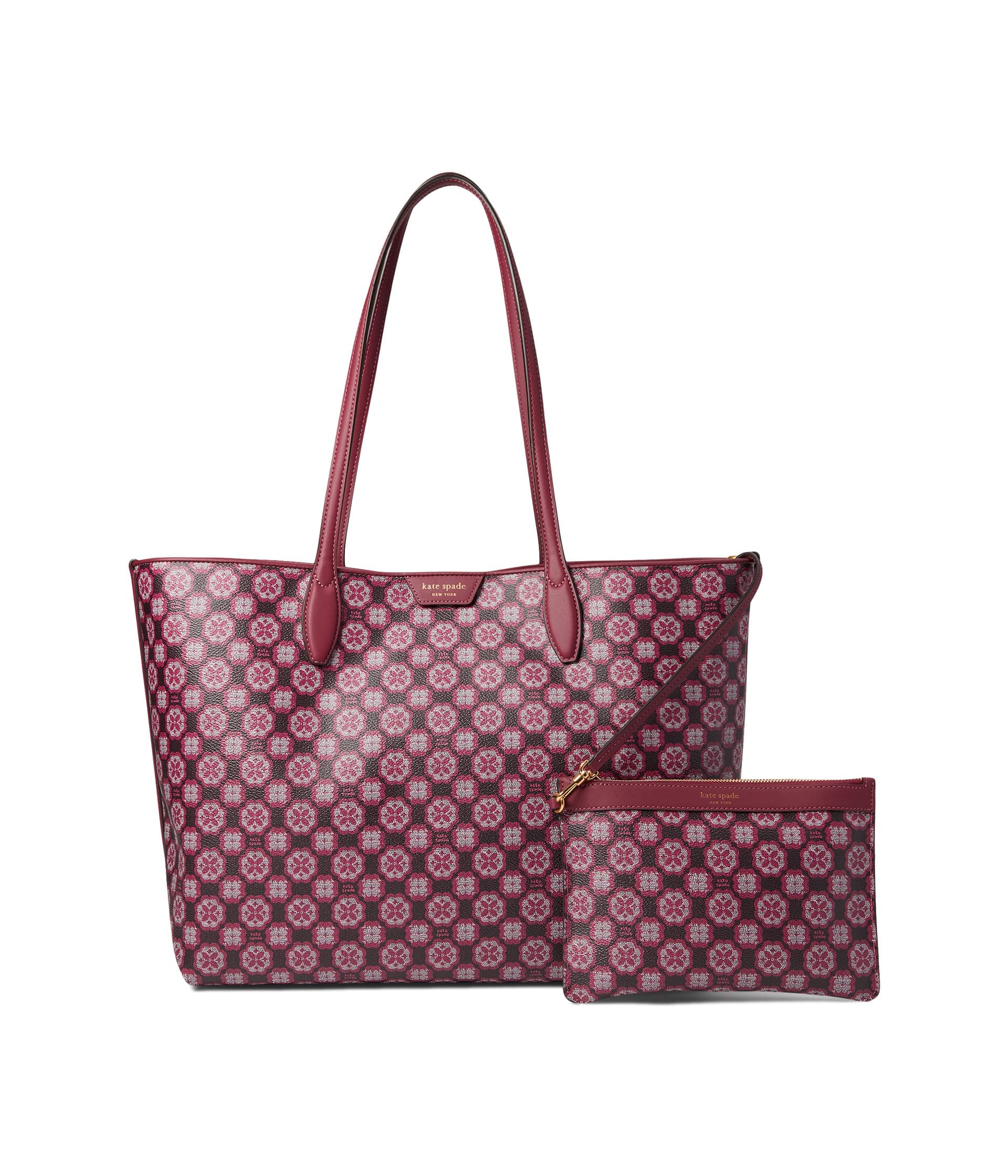 Kate Spade New York Spade Flower Monogram Coated Canvas Sutton Medium Tote Garnet Rose Multi One Size