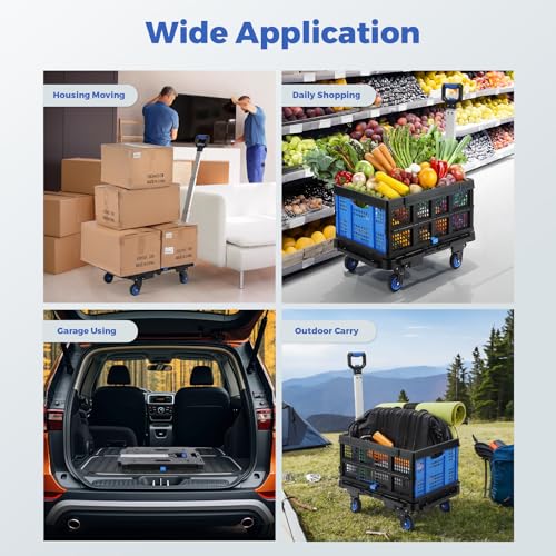 MUNBYN Platform Truck, Push Cart Dolly Moving Foldable Hand Truck, 300lbs Portable Trolley for Garage Household & Office Use Storage