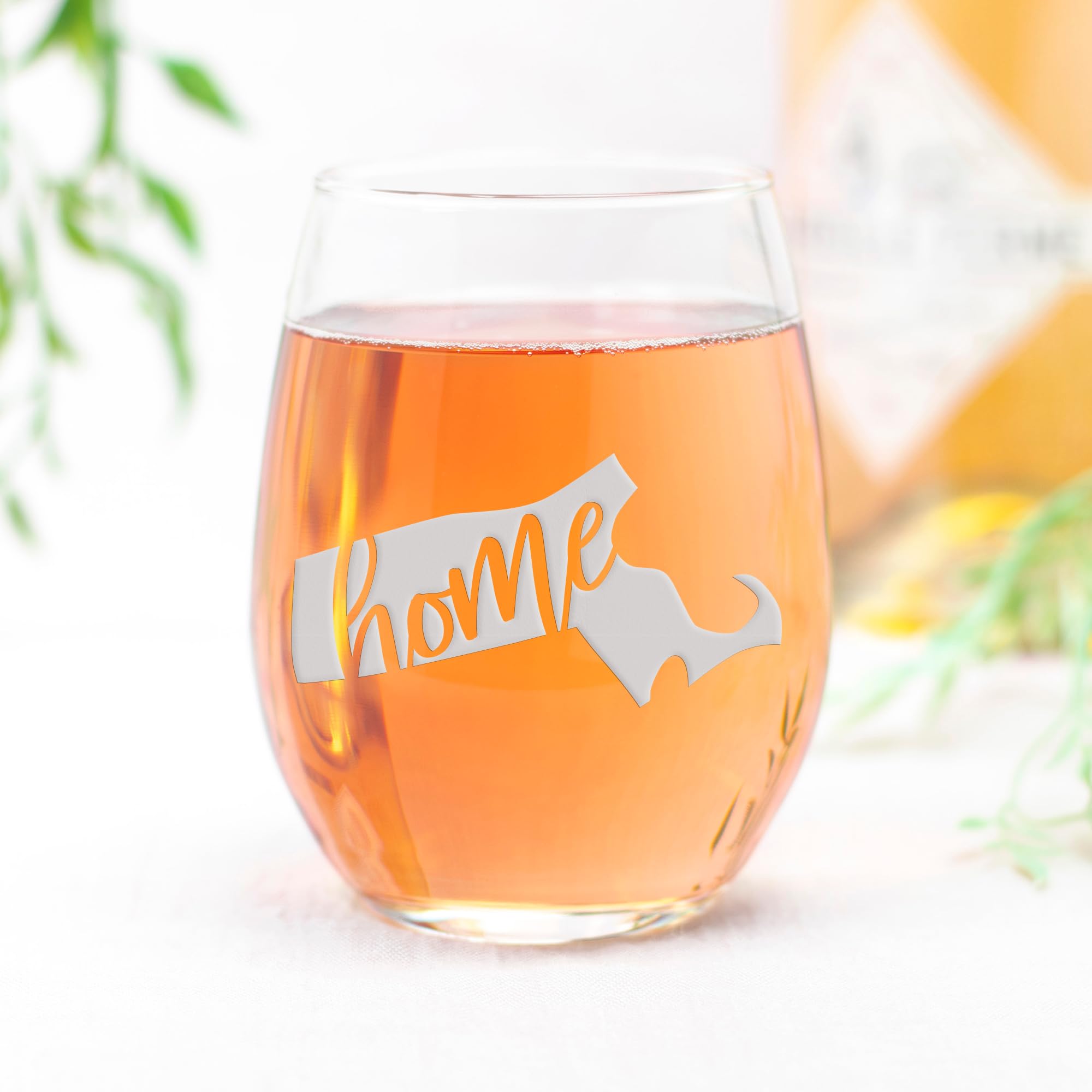 Massachusetts State Stemless Wine Glass - Massachusetts Gift, Massachusetts Wine Glass, Massachusetts Fan Gift