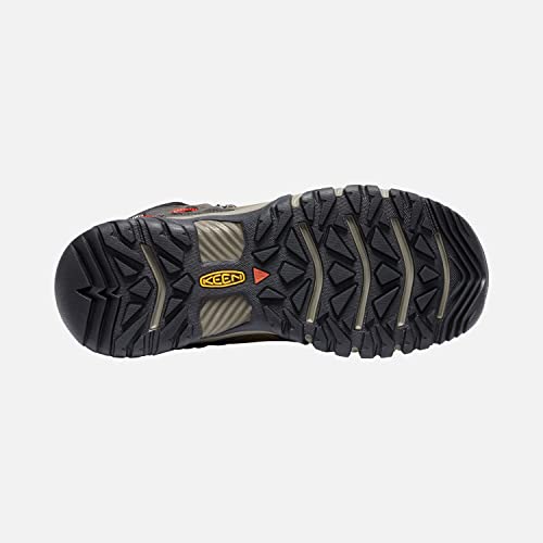 KEEN Men's Ridge Flex Mid Height Waterproof Hiking Boots, Dark Olive/Ketchup, 8 Wide