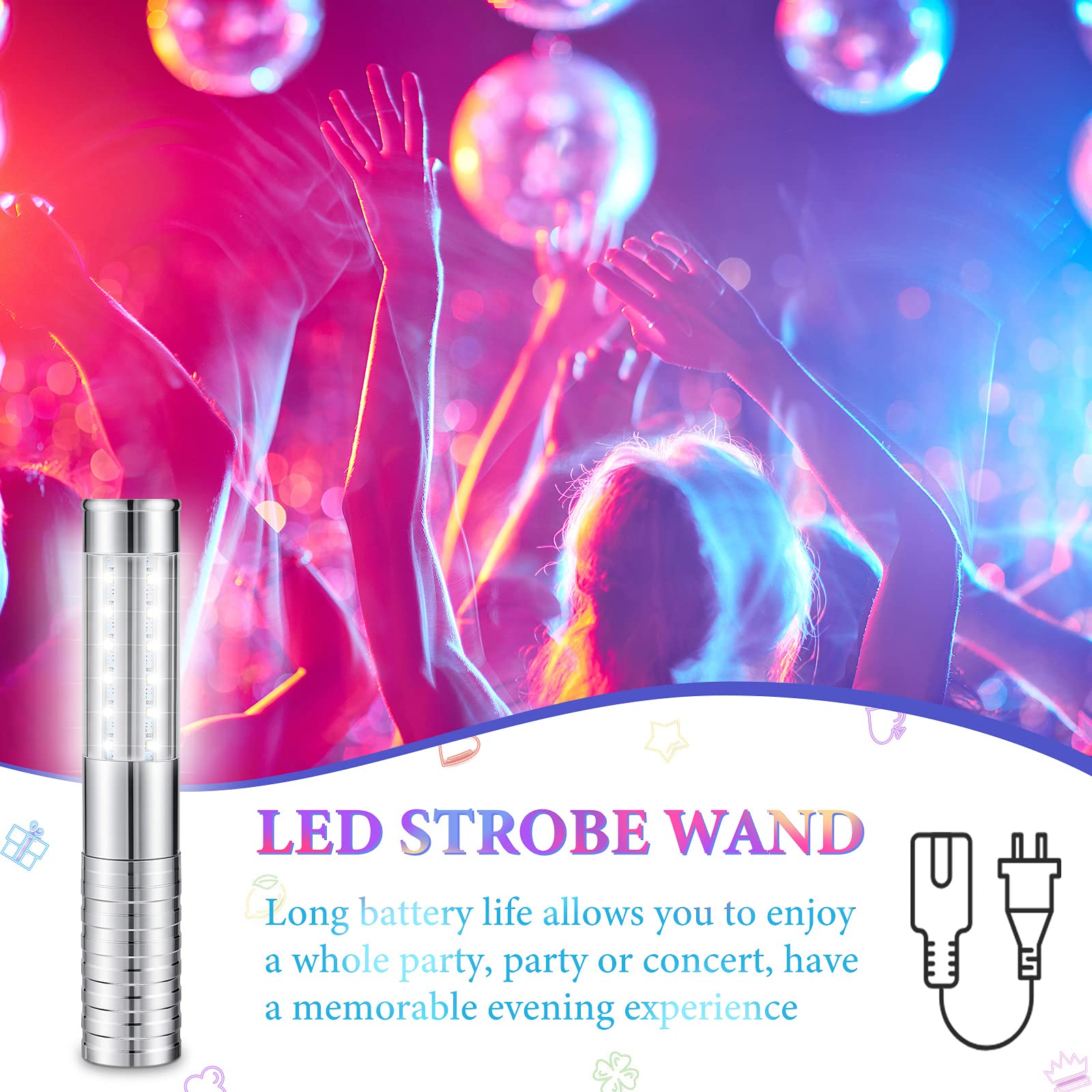 LED Strobe Baton Light LED Bottle Service Light Reusable LED Light Champagne Bottle Handheld Light for Party Concert Event Outdoor (Gold Silver)