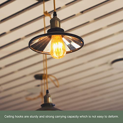 YOKIVE 2 Pcs Ceiling Hanging Hook, Pad Eye Snap Hook with Round Plate Hanging Plants, Great for Office, Home, Daily Use (White, 2.6x3.2-Inch)