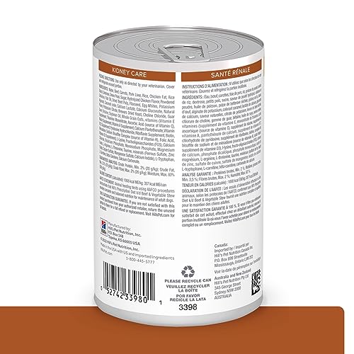 Hill's Prescription Diet k/d Kidney Care Beef & Vegetable Stew Wet Dog Food, Veterinary Diet, 12.5 oz. Cans, 12-Pack