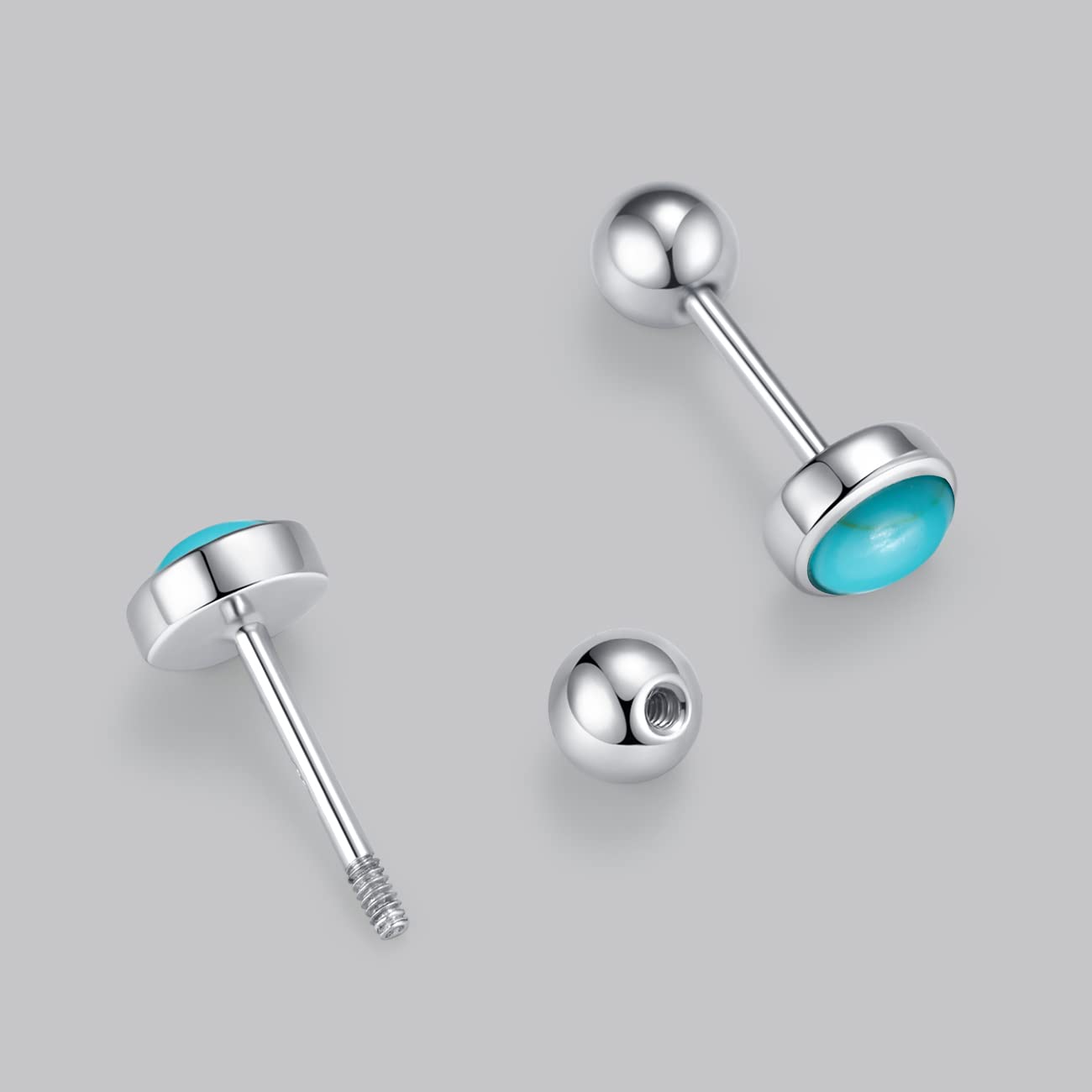 Opal Moonstone Turquoise Screw Back Earrings for Women, moonstone, turquoise
