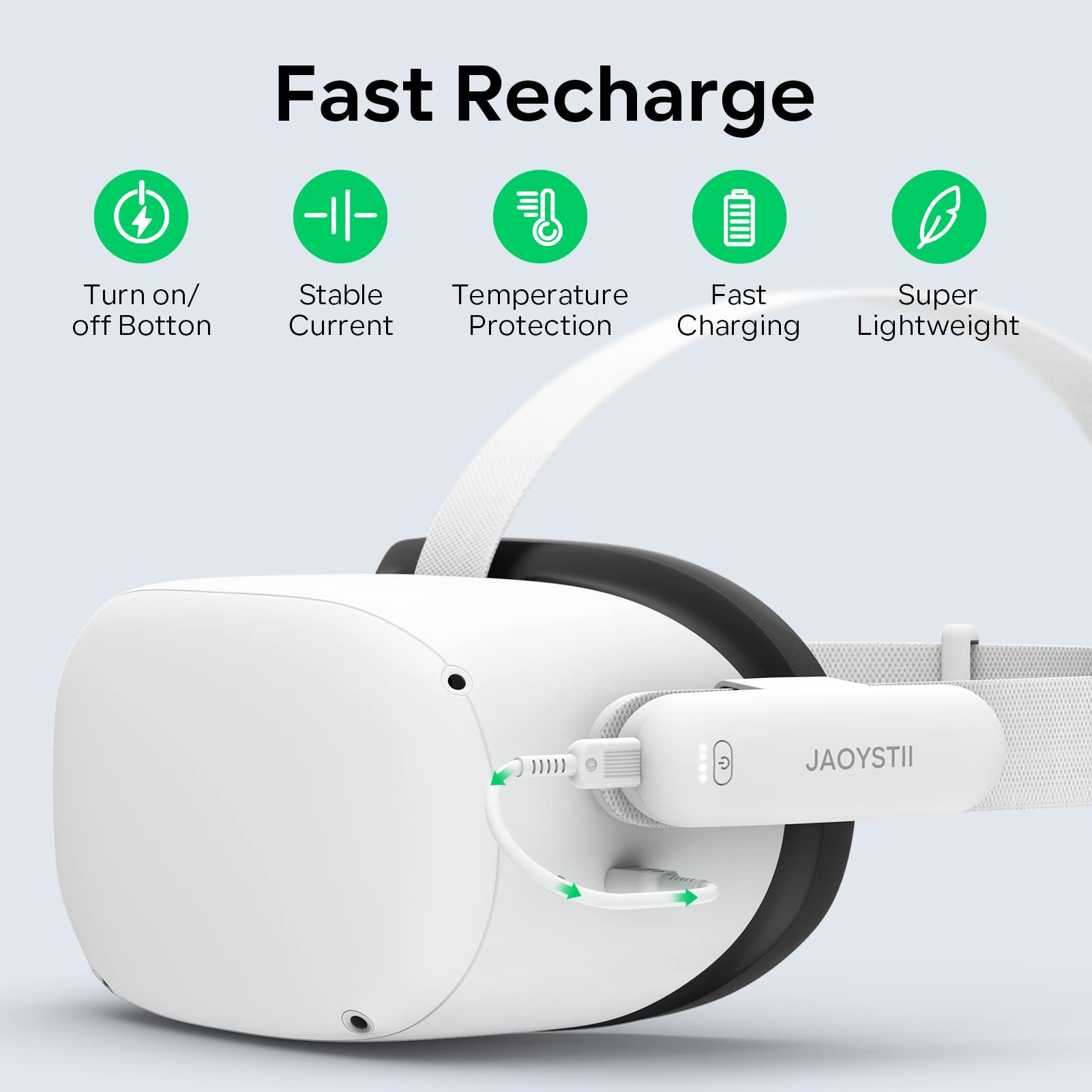 JAOYSTII Battery Pack Compatible with Quest 2 Headset, 5000mAh Lightweight and Portable Extended Battery Accessories for Quest 2 Strap, Elite Strap & Smart Phone, Extra 2 Hours Playtime
