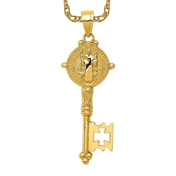 IceCarats 14K Yellow Gold San Benito 2 Sided Key Necklace Charm Pendant Only