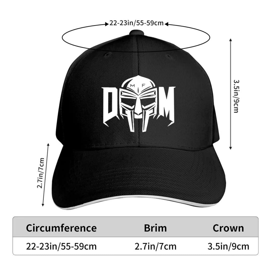 MF Doom Hat Unisex Dad Hat Hip-Hop Baseball Cap Adjustable Strapback Cap for Men Women Black