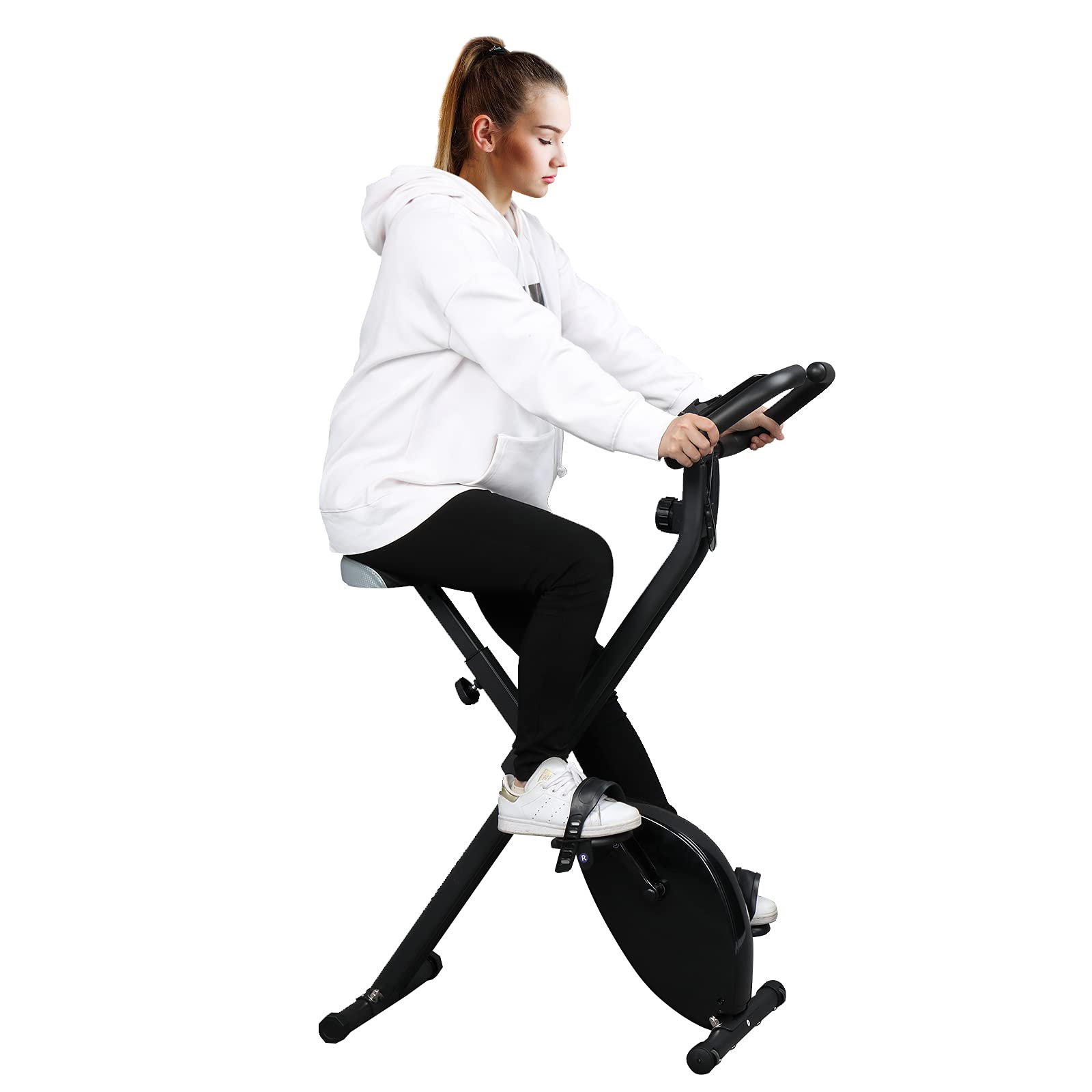 MengK Home Folding Exercise Bike Black