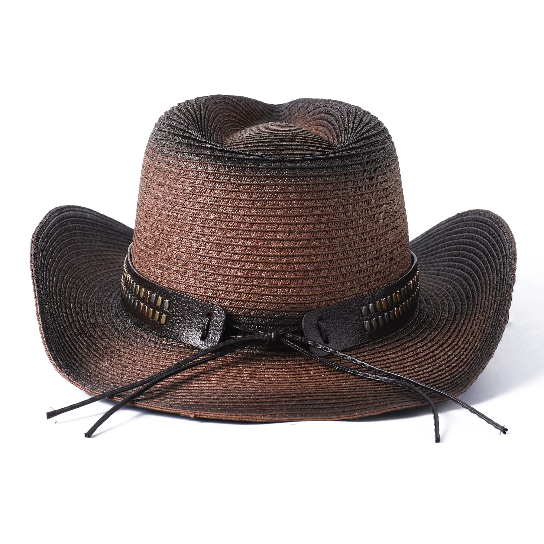 Lanzom Womens Mens Straw Beach Sun Hat Classic Shapeable Sun Hat Packable Hat Summer Cowboy Hat UPF 50+(Khaki,Medium)