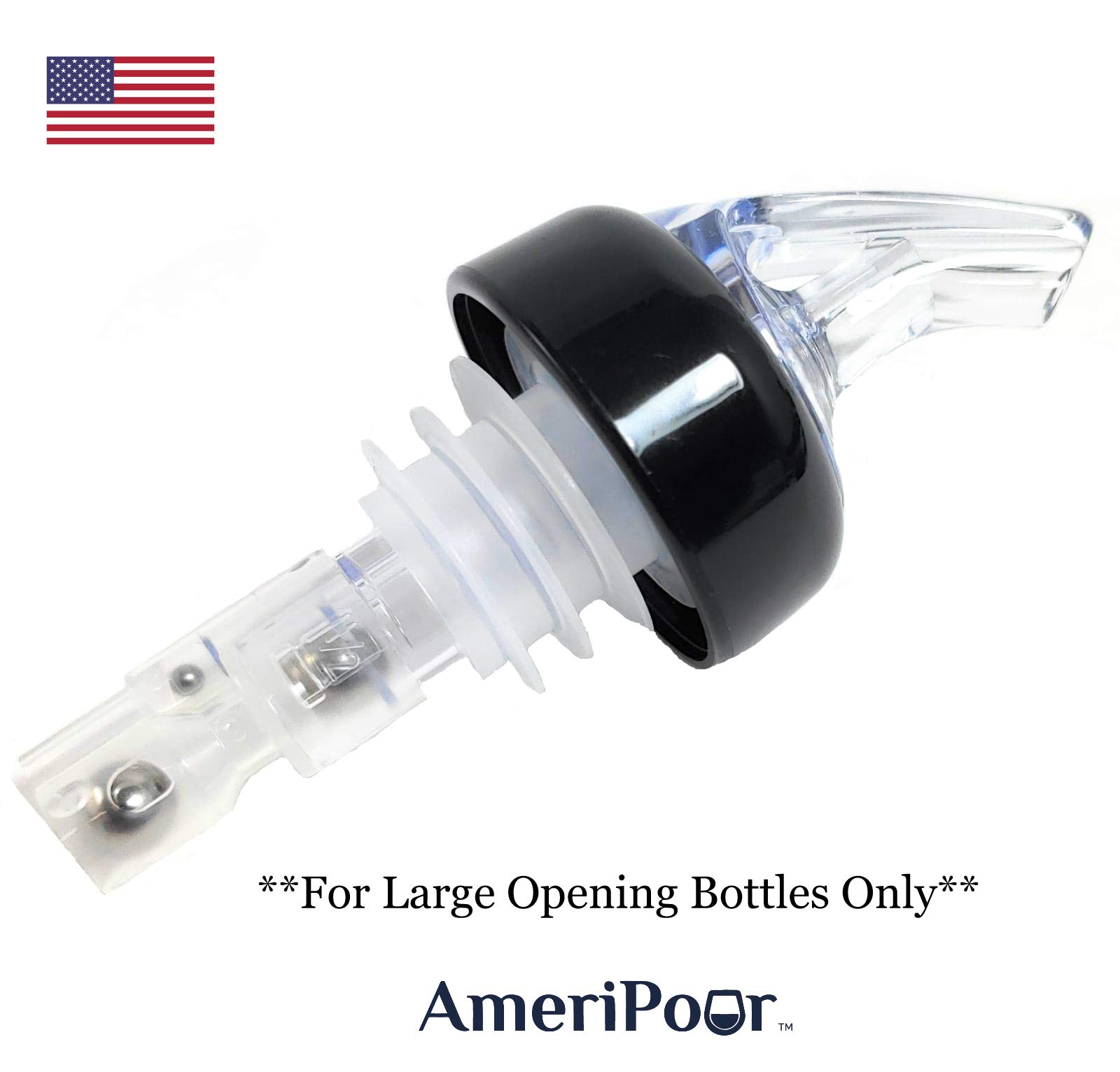 Measured Liquor Pourers - Large Cork For Oversized Bottles - Made 100% In The USA. Bar Spouts That Don't Leak - No Cracks, Just A Perfect Cocktail Pour Everytime. (Clear, 1.5oz (45ml) - 3 Pack)