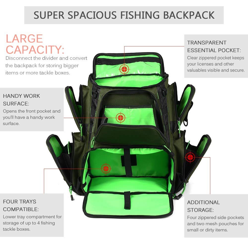 MengK Multifunctional Fishing Tackle Bag Backpack