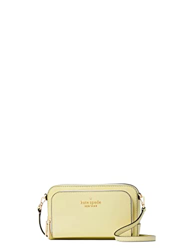 Kate Spade Staci Dual Zip Around Saffiano Leather Crossbody Bag Purse Handbag (Lemon Fondant)