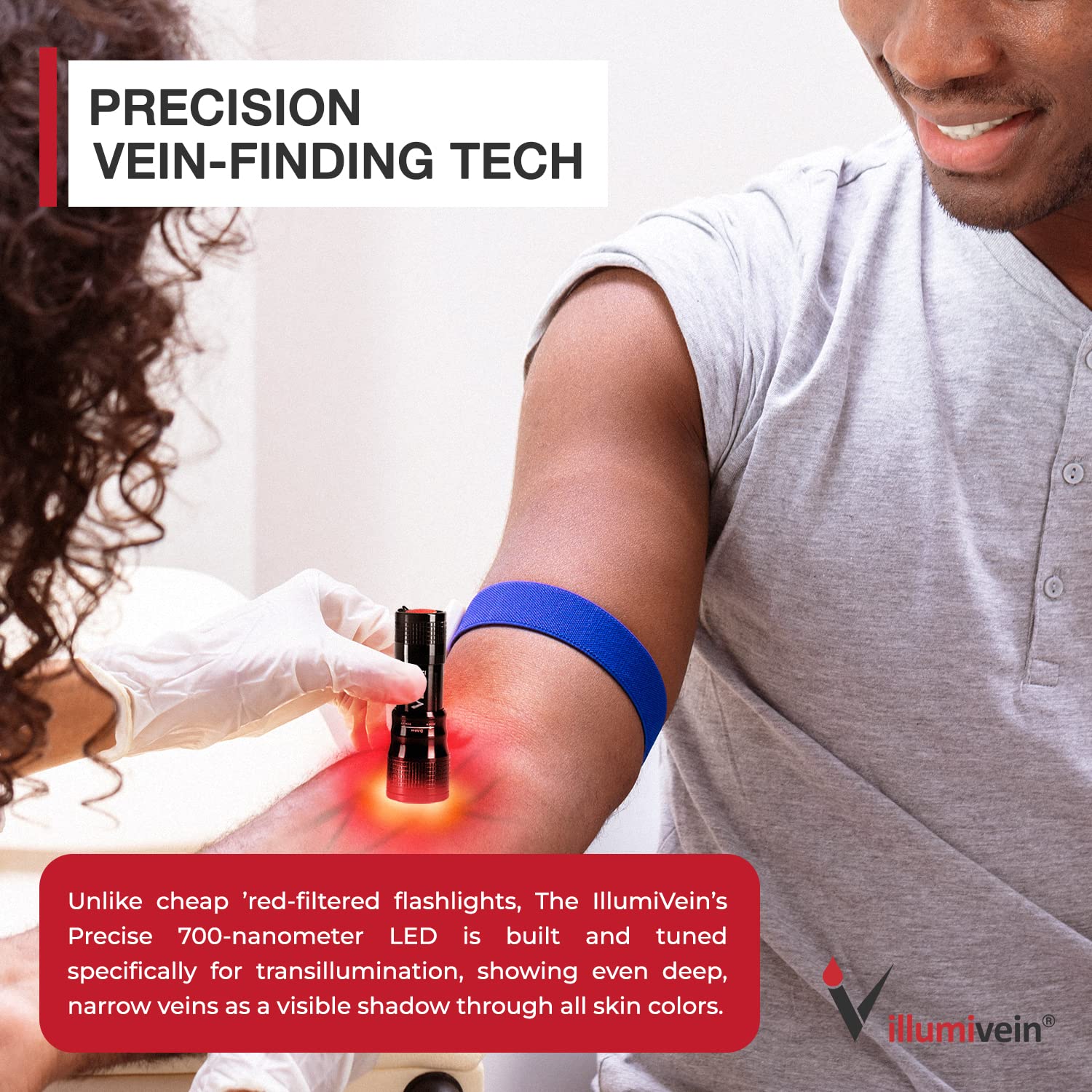 Illumivein Premium Vein Finder Light & Sanitary Covers (50 Count) Quick IV Access Tools for Nurses, Paramedics, Phlebotomy, EMS, EMT Transilluminator