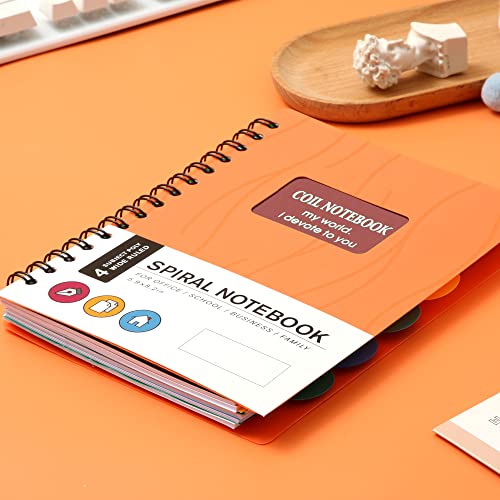 Yoment Spiral Notebook 6'' x 8'' Wide Ruled 5 Subject Notebooks with Dividers Tabs for Work Wide Ruled 240 Pages Lined Journal Multi Subject Notebook for Note Taking, Back to School, Gifts, Orange