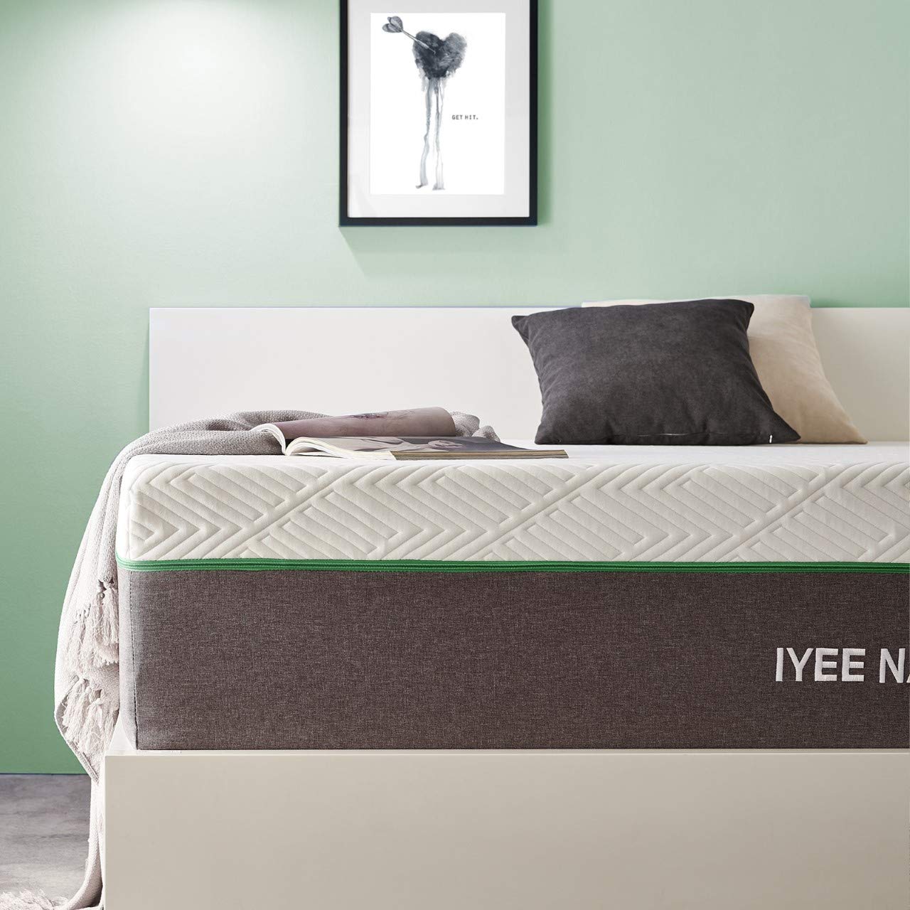 IYEE NATURE Full Size Mattress, 12 Inch Cooling-Gel Memory Foam Mattress Bed in a Box, Supportive & Pressure Relief with Soft Fabric Cover, Medium Firm Feel,Black